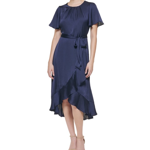 Jessica Howard | Dresses | Jessica Howard Midnight Blue Satiny Ruffles ...